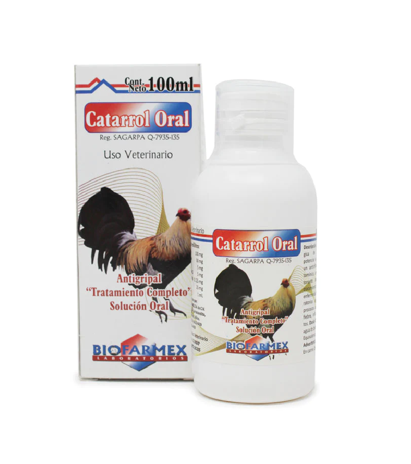 Catarrol Oral de 100 ml Aves Gallos Gallinas Pollos, BIOFARMEX