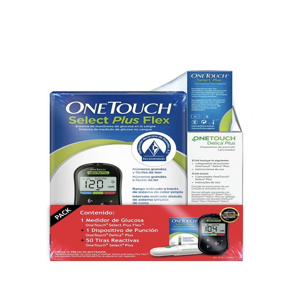 Glucómetro Onetouch Select Plus Flex Dispositivo De Punción Con 50