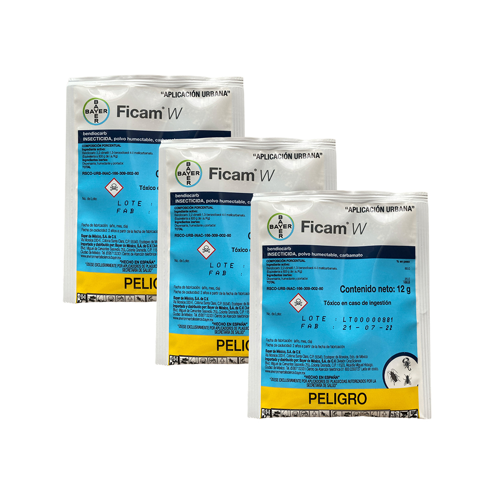Pack 3 Sobres Ficam W De 12 Gr C/u Insecticida