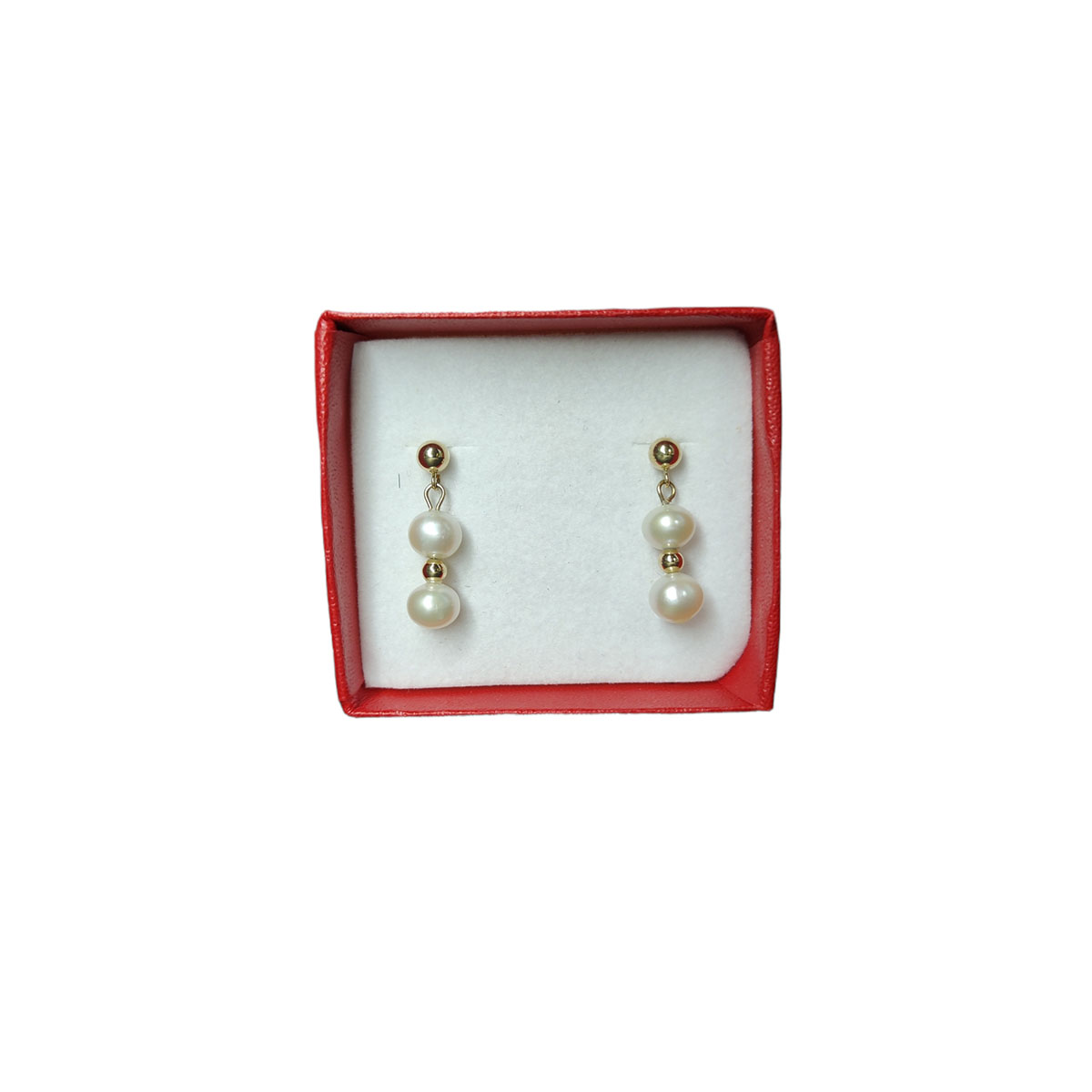 Aretes Perla Potato 6.5 Mm Con Bola 1x1 14 K