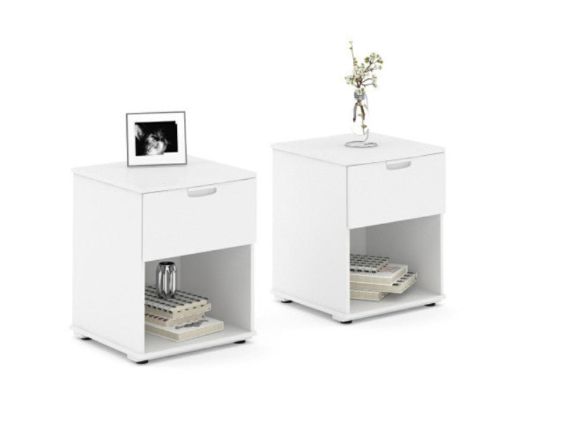 Paquete de 2 Modernos Burós con 1 Cajón y Repisa Ideal para tu Recamara ...