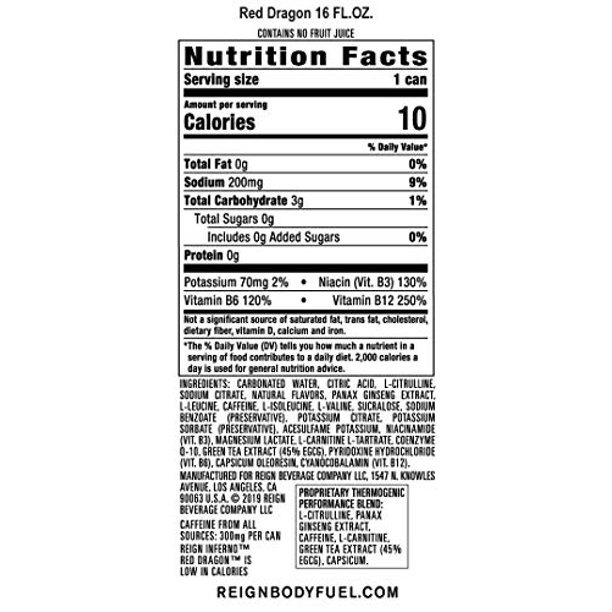 REIGN Energy Drink Zero Sugar Razzle Berry 12 Pack