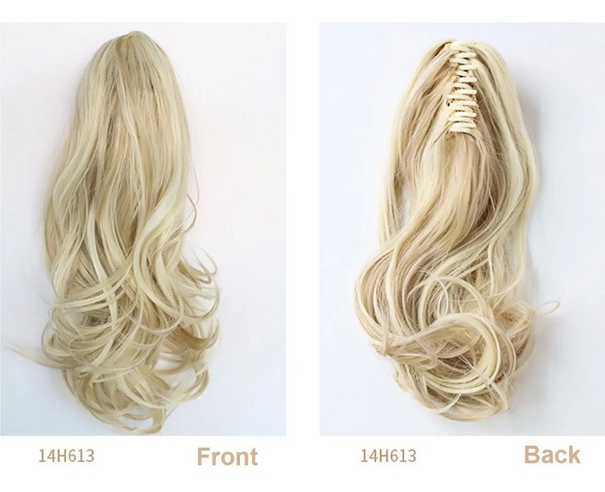 Coletas De Cabello Natural De Extensión Con Clip Oro Blanco