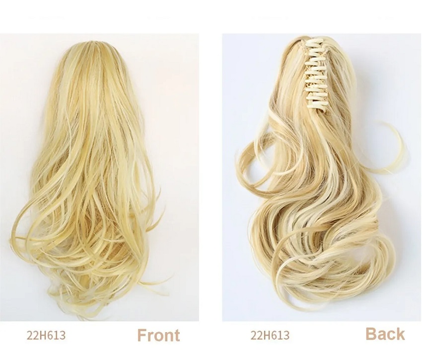 Coletas De Cabello Natural De Extensión Con Clip Dorado