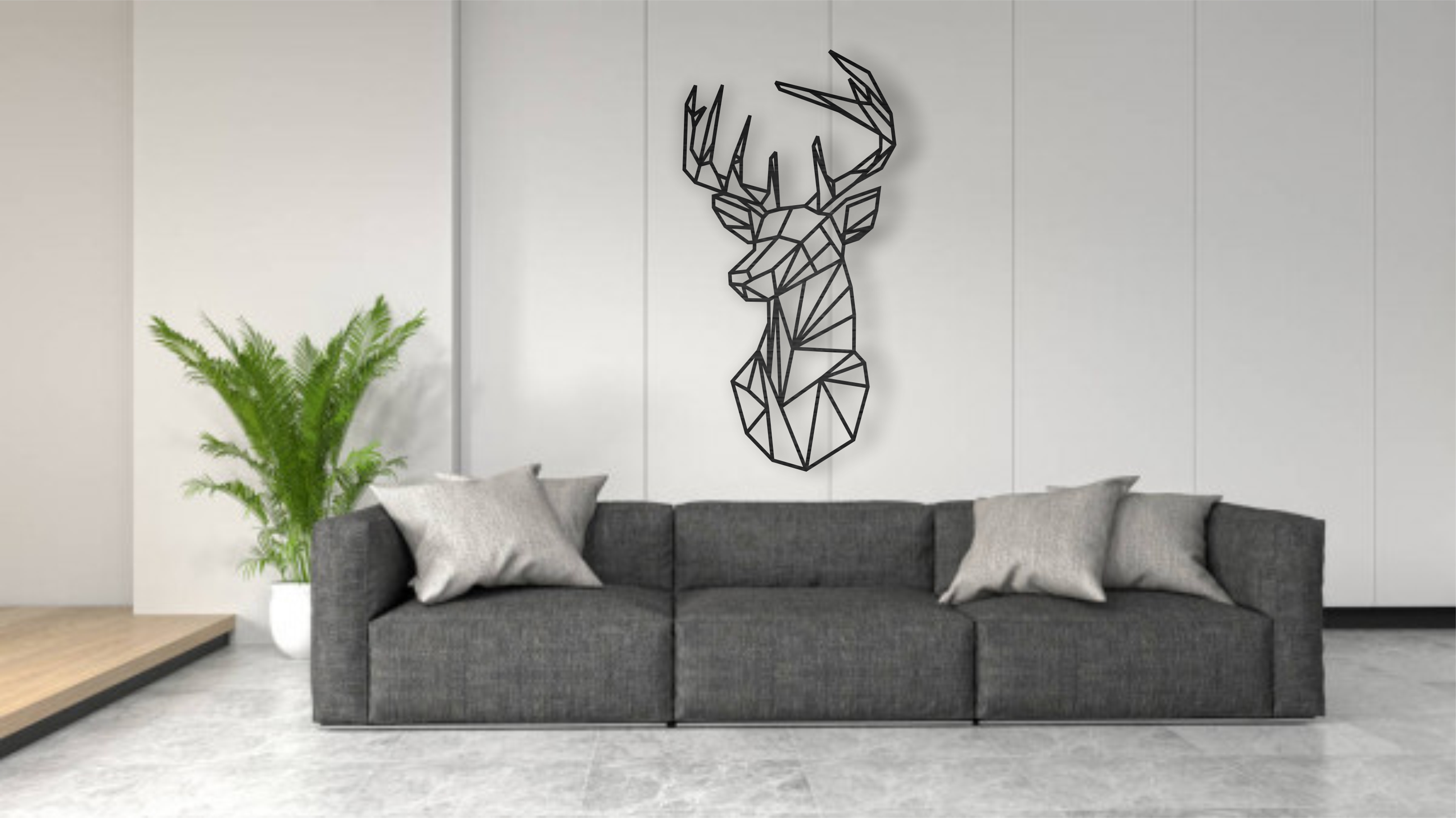 CUADRO DECORATIVO MDF 6MM VENADO COLOR NEGRO