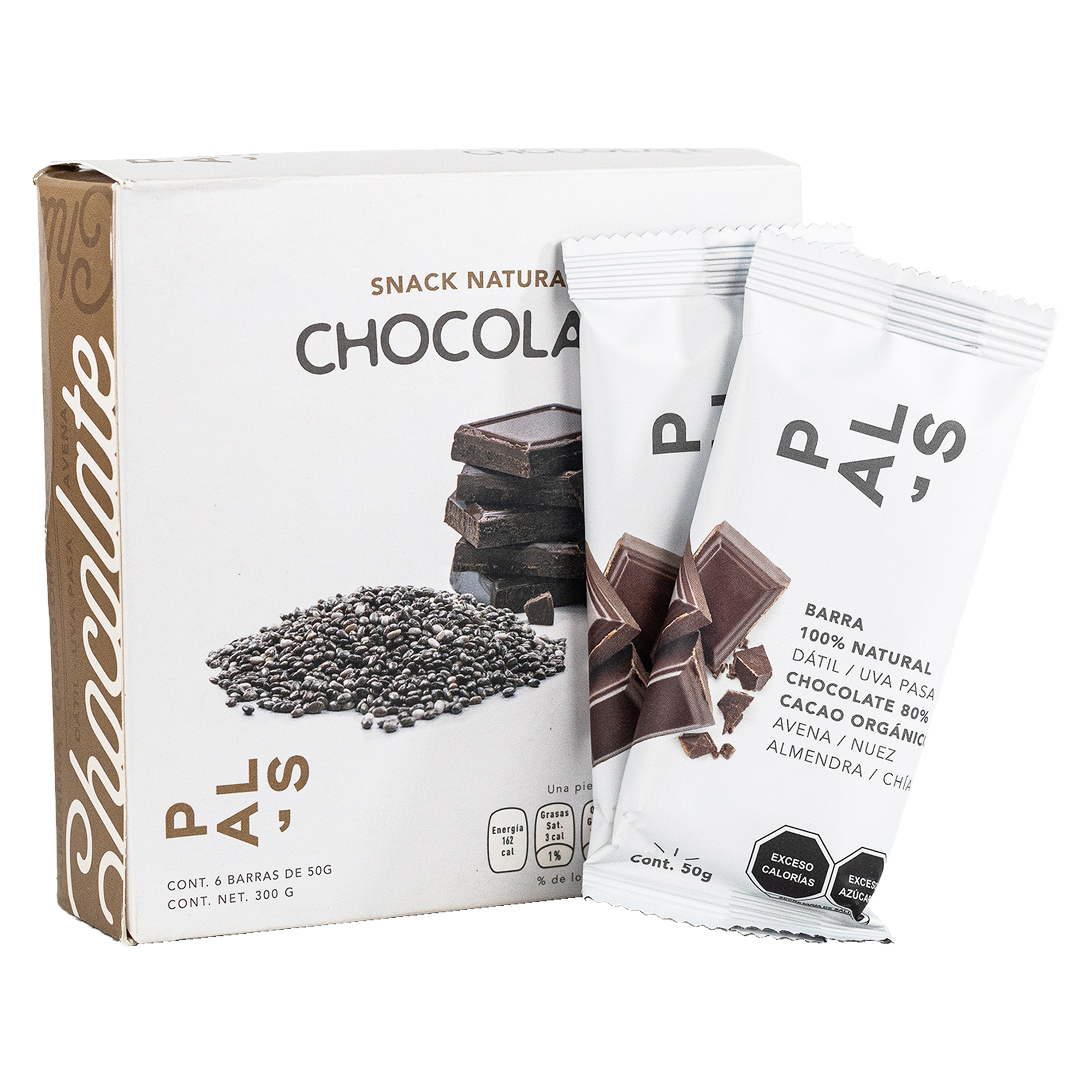 PAL'S Snacks barra de Proteina 100% Natural y Vegana, sabor Chocolate ...