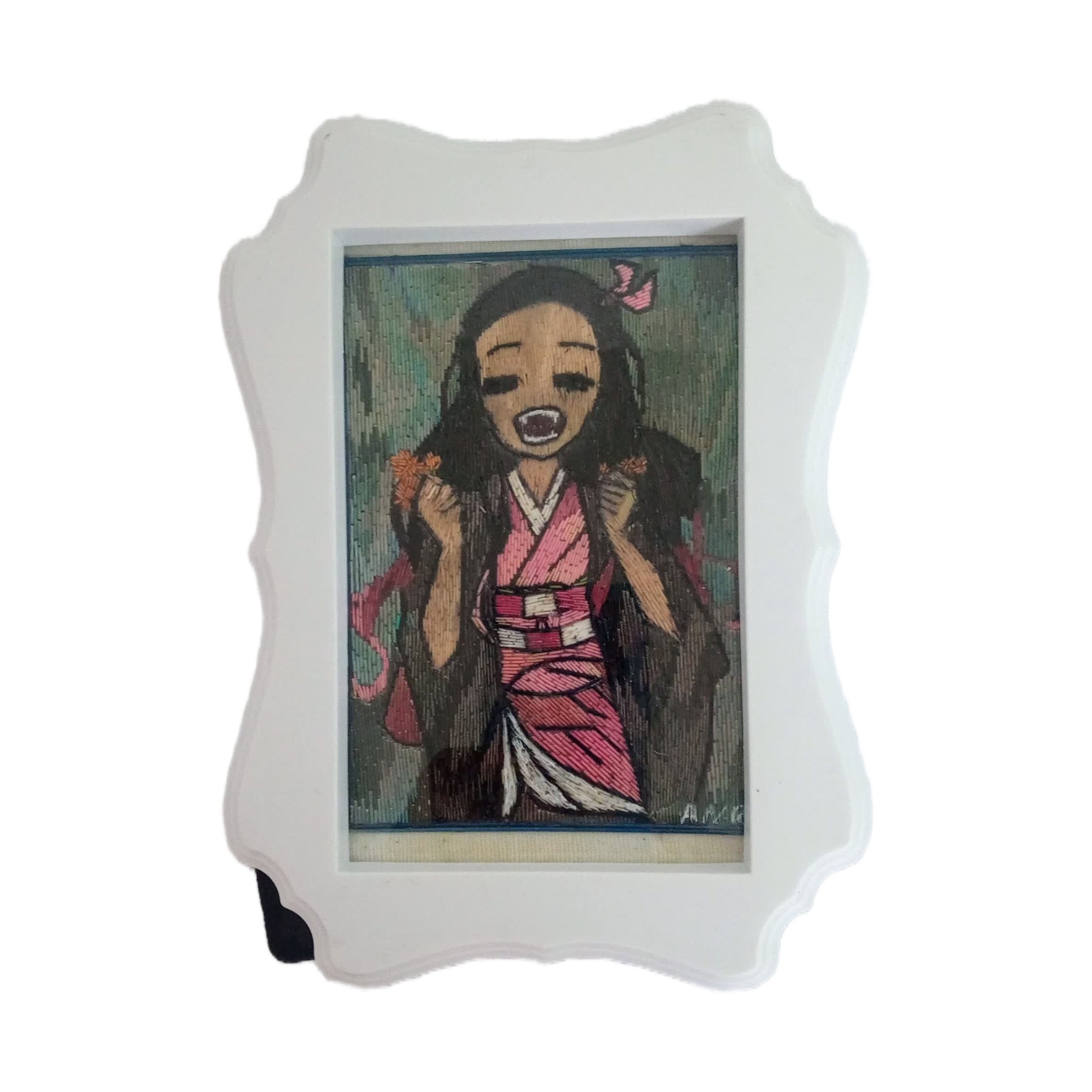 Artesanía con popotillo Nezuko en popotillo