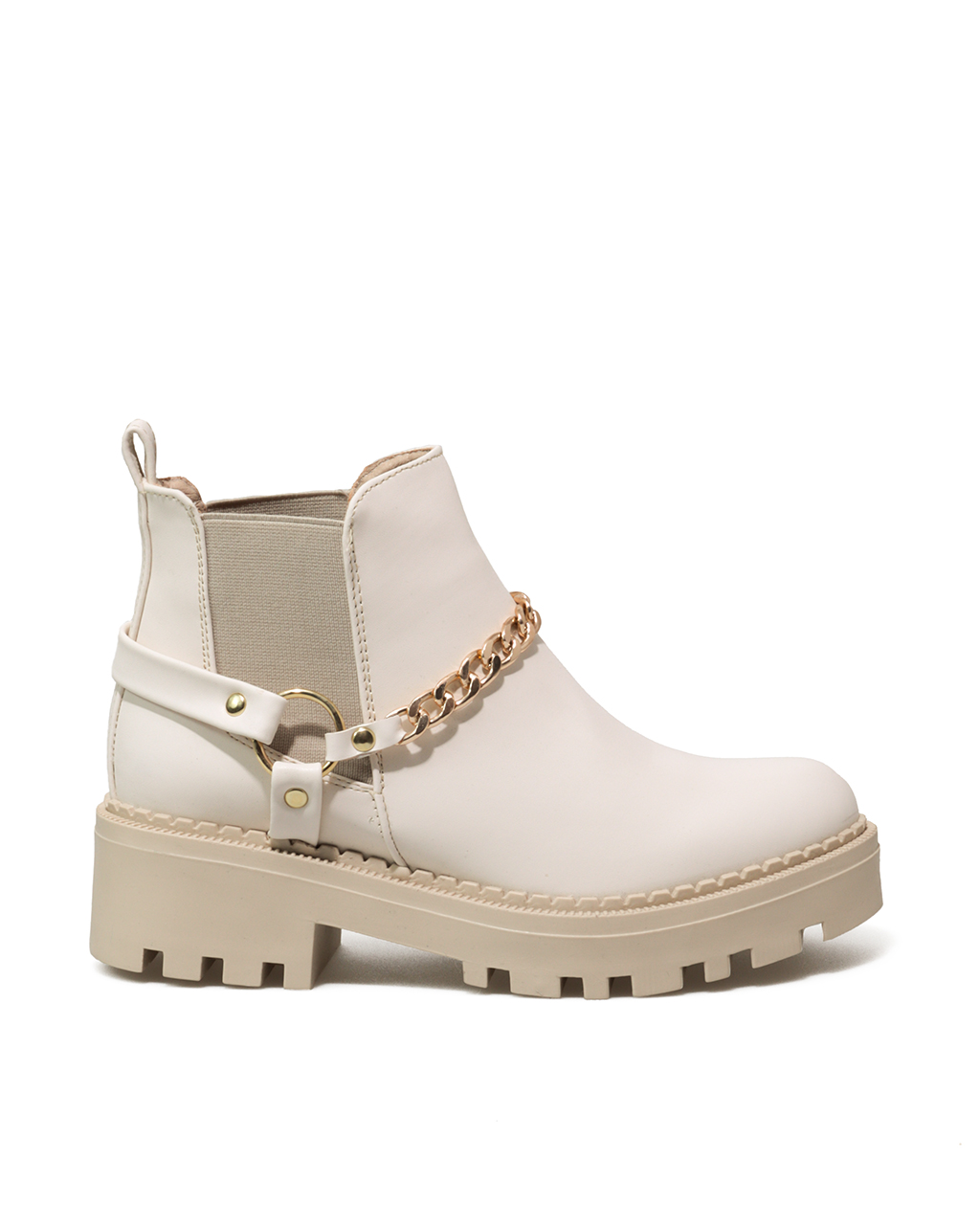 Botas Chunky Con Elástico Y Cadena Tbt 6044