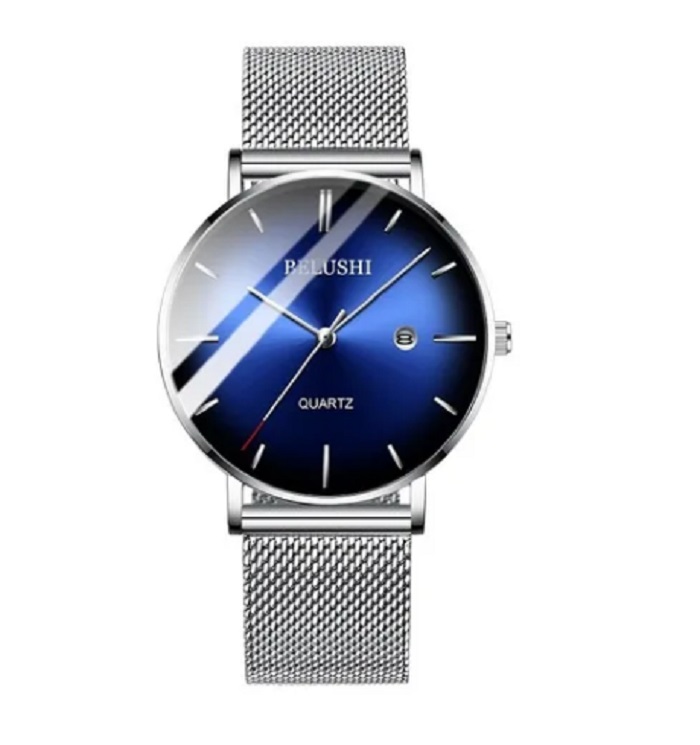 Reloj De Cuarzo Para Caballero Elegante Plateado