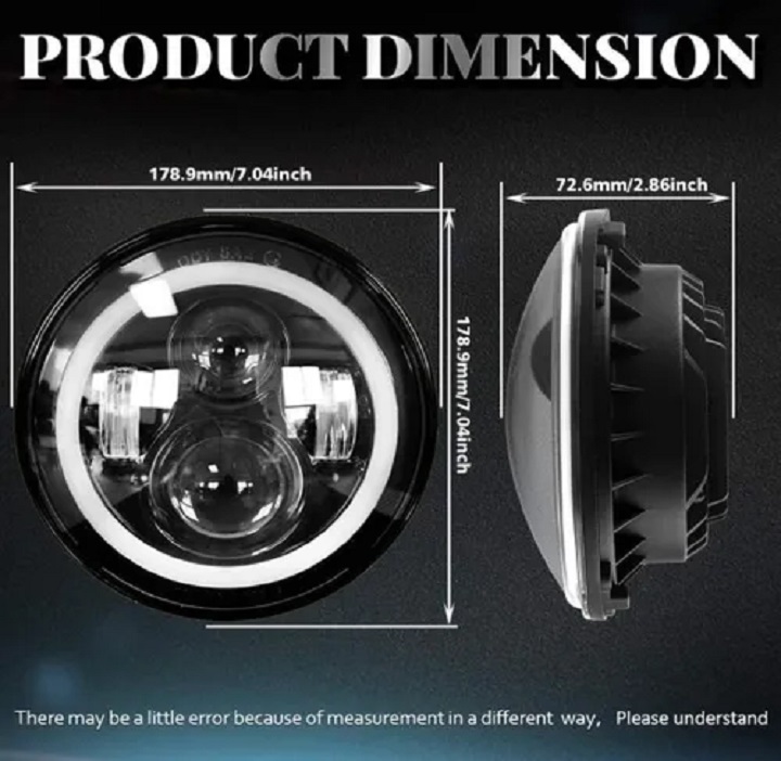 Faro Led Redondo Ojos De Ángel De 7 In Alto/bajo jeep Y moto