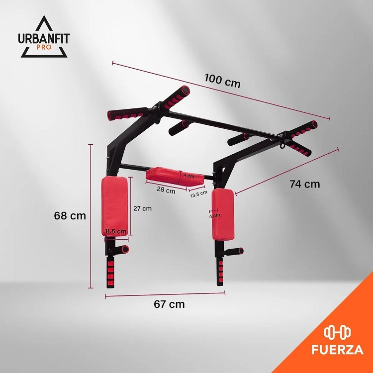 Gym Barra Para Dominadas 8 en 1 Uso Rudo Rojo