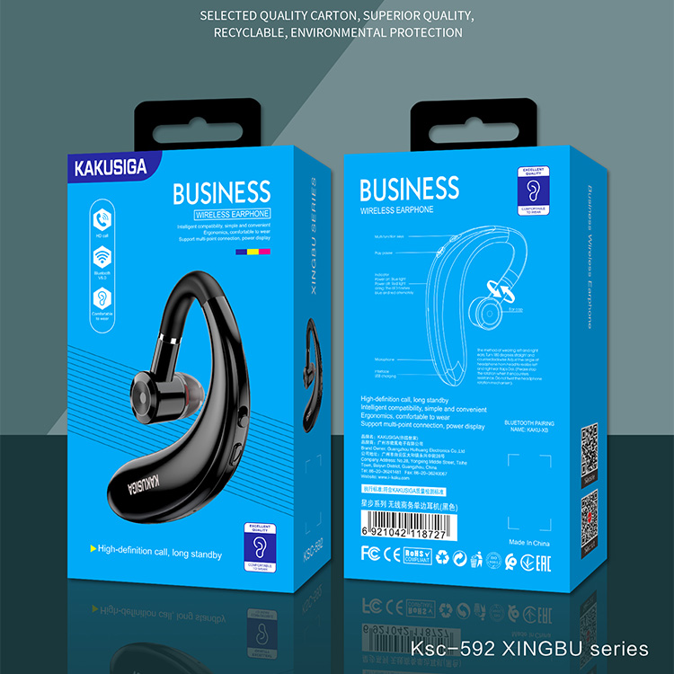 Kakusiga Business Wireless Earphone BT V5.0/ Tipo Abeja-Negocios-Negro