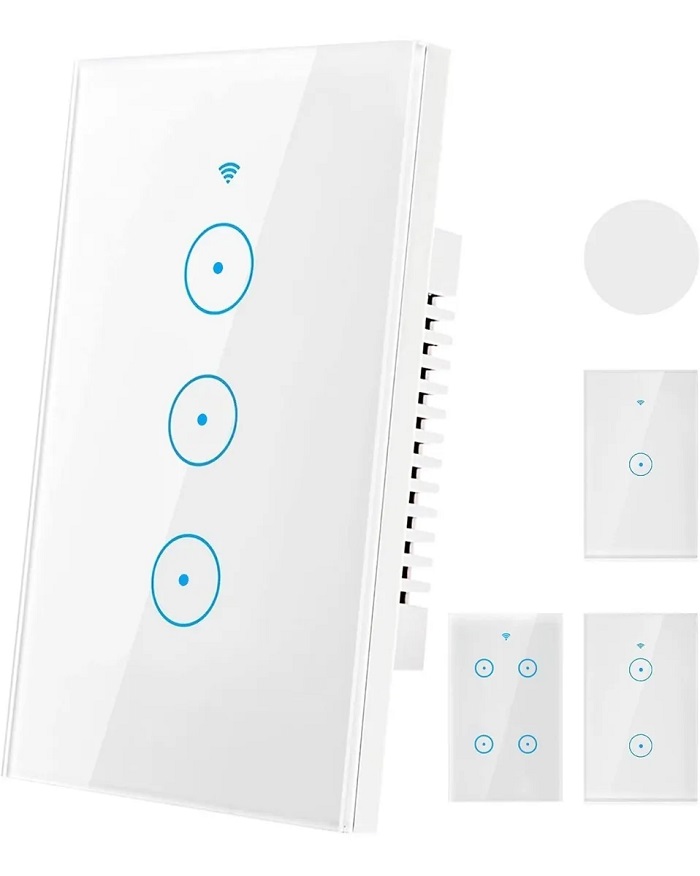 Interruptor Luz Pared Inteligente Wifi 3 Vías Blanco
