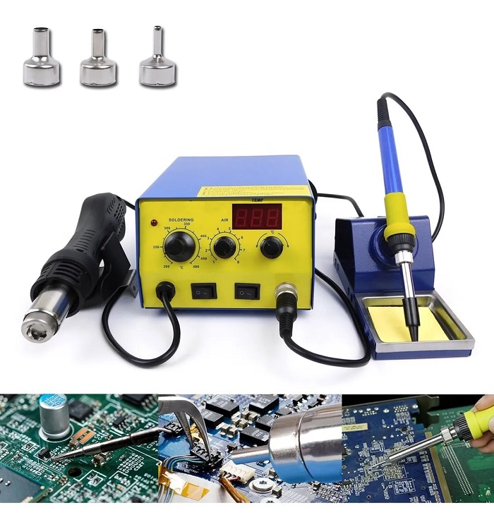 Estación De Soldar 750w Pistola De Calor Y Cautín 2 En 1