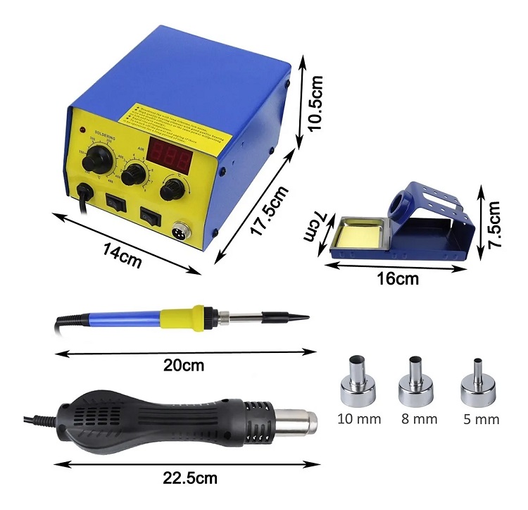 Estación De Soldar 750w Pistola De Calor Y Cautín 2 En 1