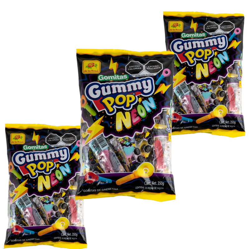 Paquete 4 Gomitas Gummy Pop 25 piezas c/u