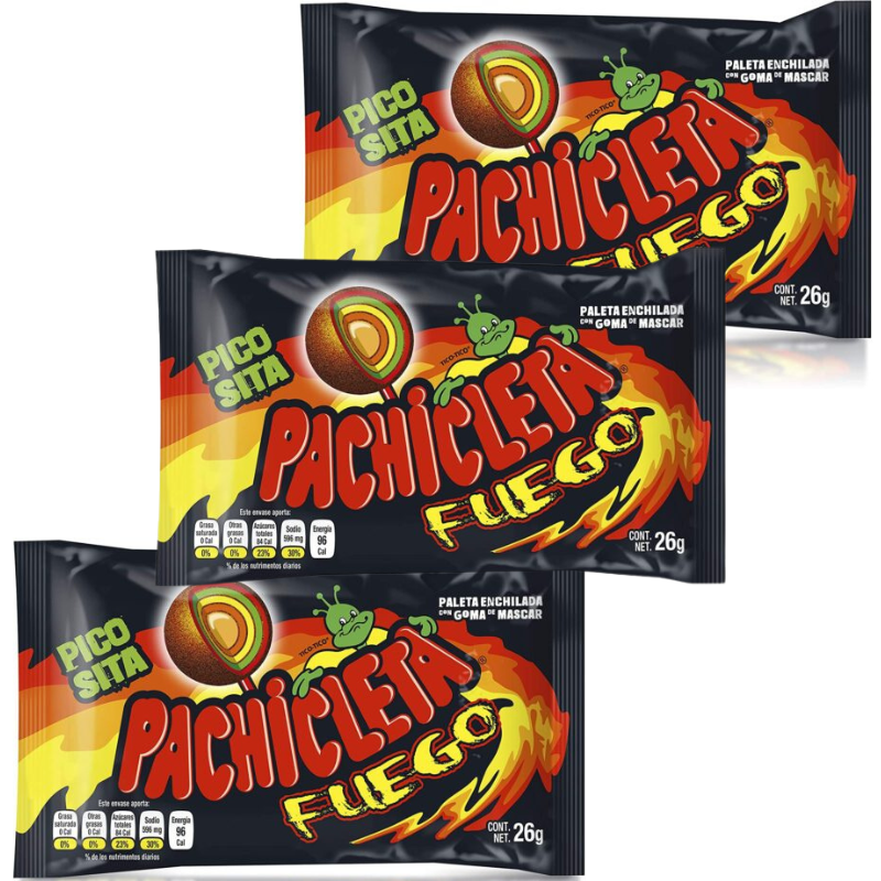 Paquete 4 Paletas Pachicleta Fuego 20 piezas c/u