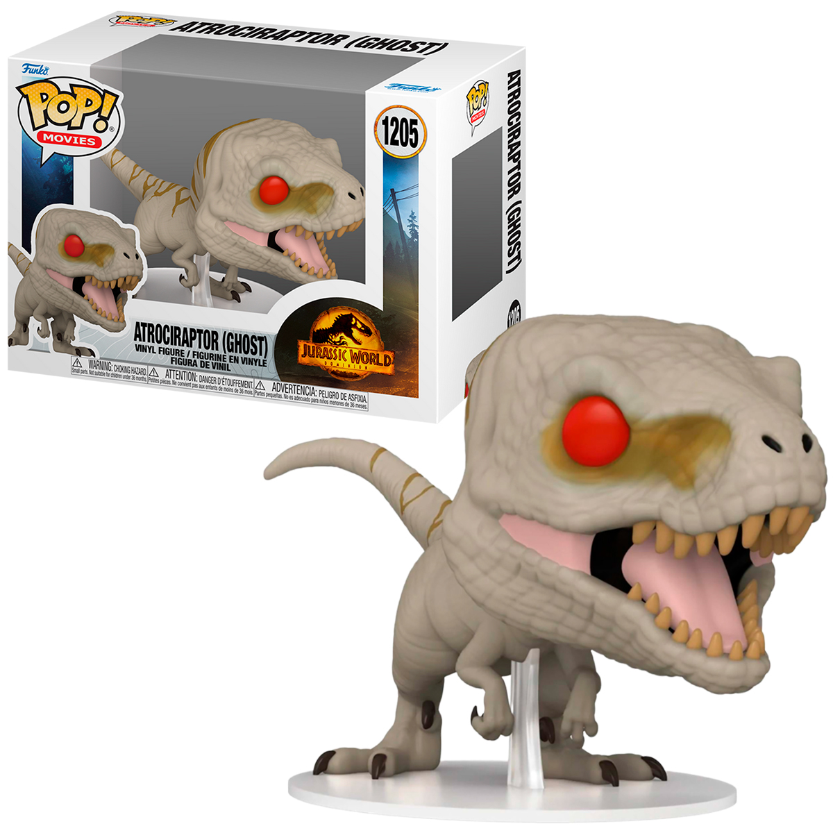Funko Pop Ghost Atrociraptor #1205 Jurassic World Dominion Park Dinosaurio