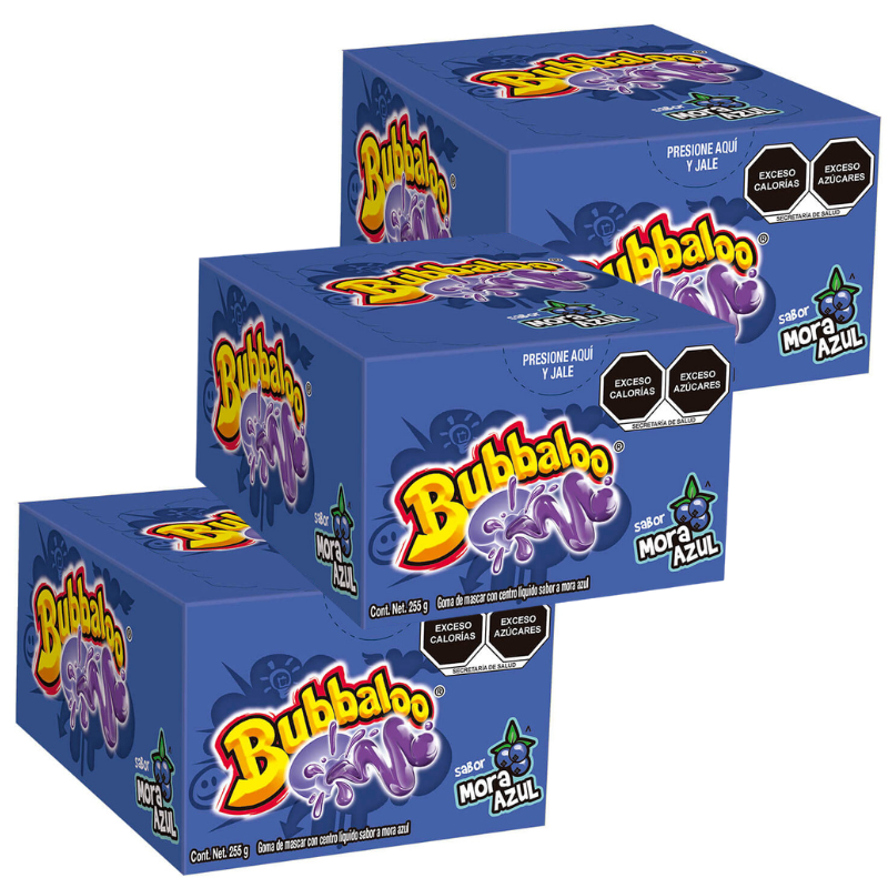 Paquete 4 Chicles Bubbaloo Mora 47 piezas c/u