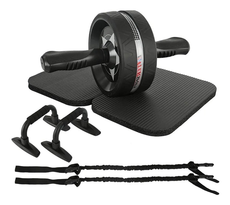 "Kit De Rodillo Para Ejercicios Abdominales 6 En 1 Negro