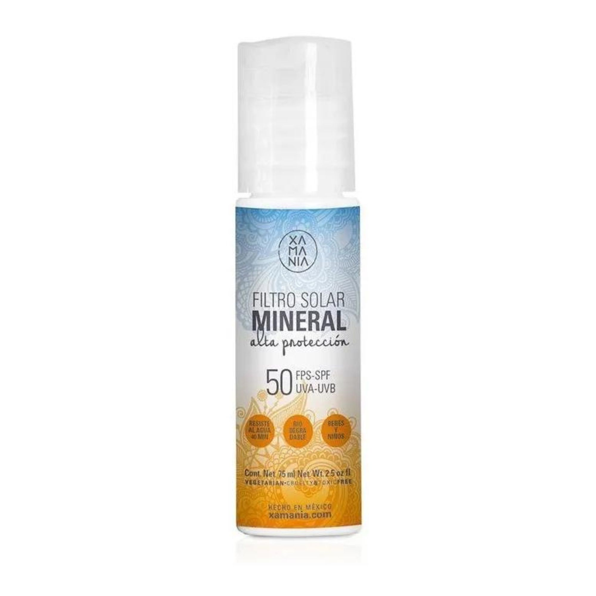 Filtro Solar Mineral 50 Fps-spf 75ml Xamania Biodegradable