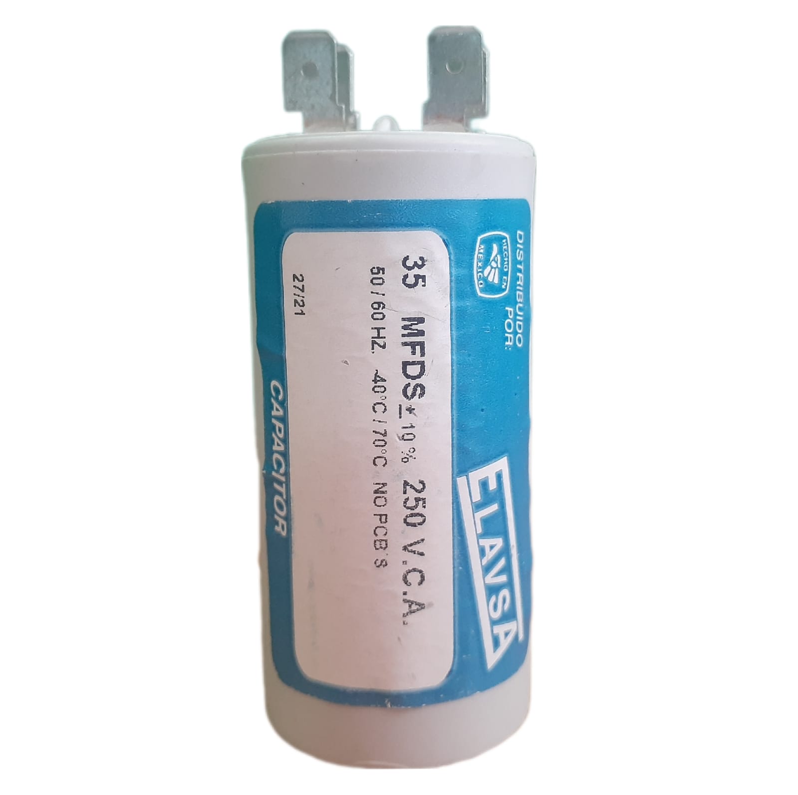 Capacitor de trabajo continúo 35 microfaradios 250 VAC