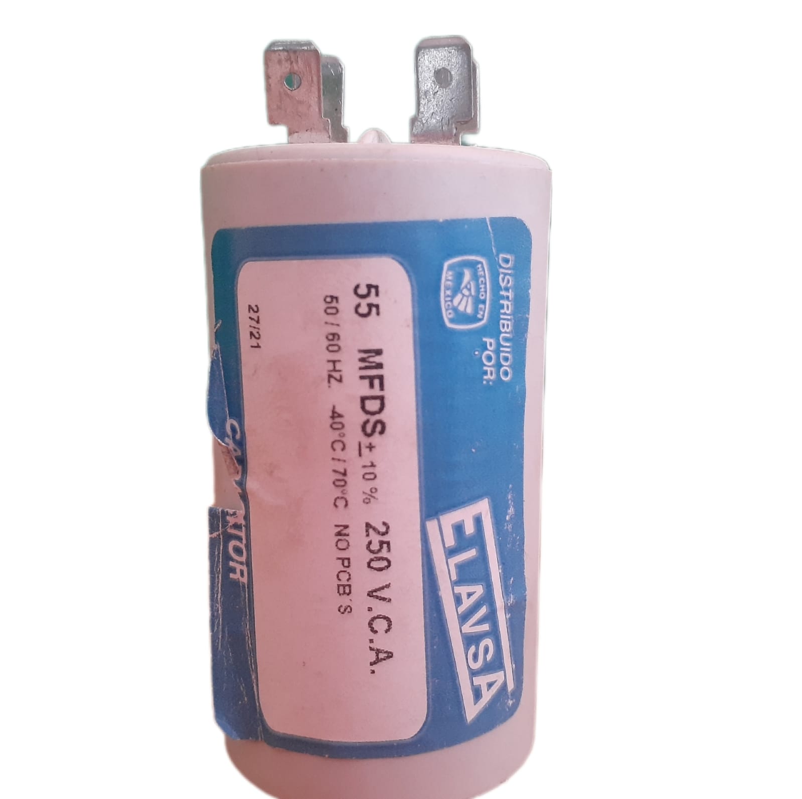 Capacitor de trabajo continúo 55 microfaradios 250 VAC