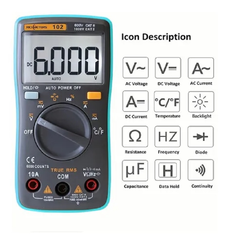 Multímetro Richmeters Rm102 True-rms Digital