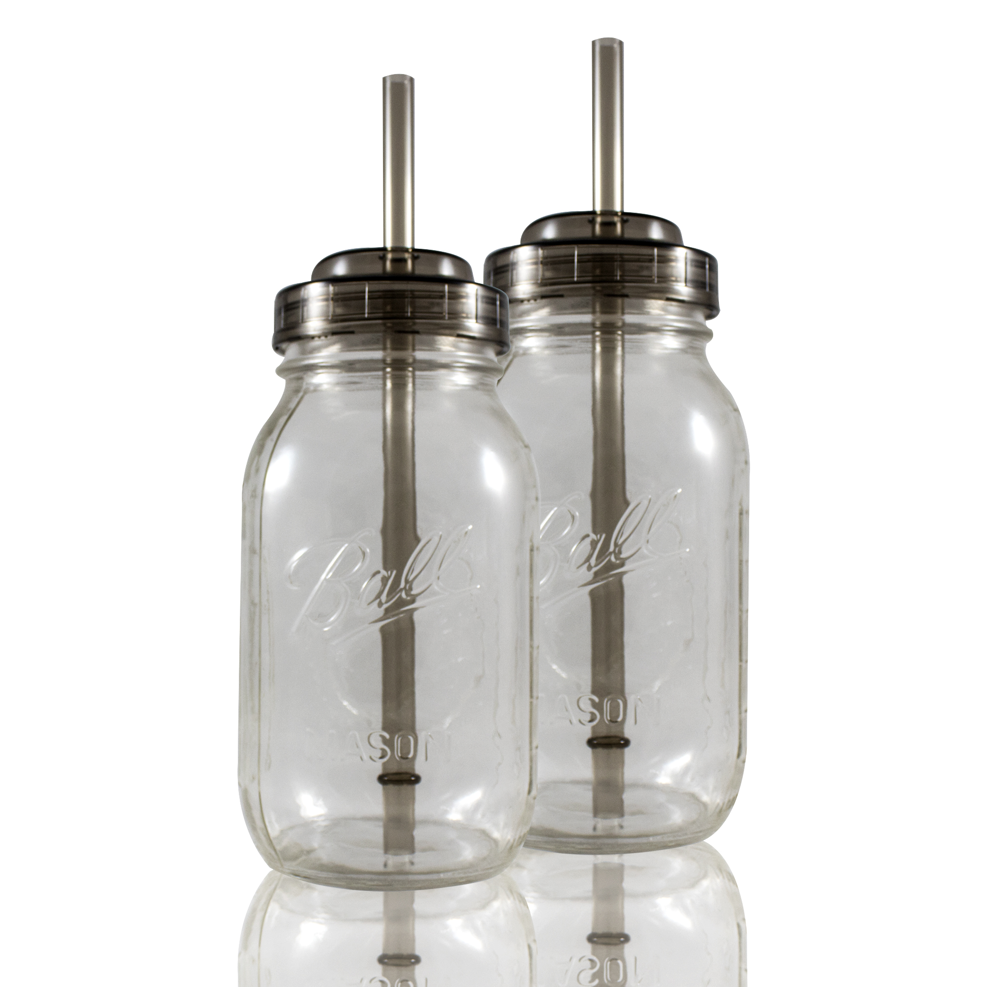 2 Kit Frasco Vidrio Tapa Sip and Straw Boca Regular Transparente 32oz/946ml Ball