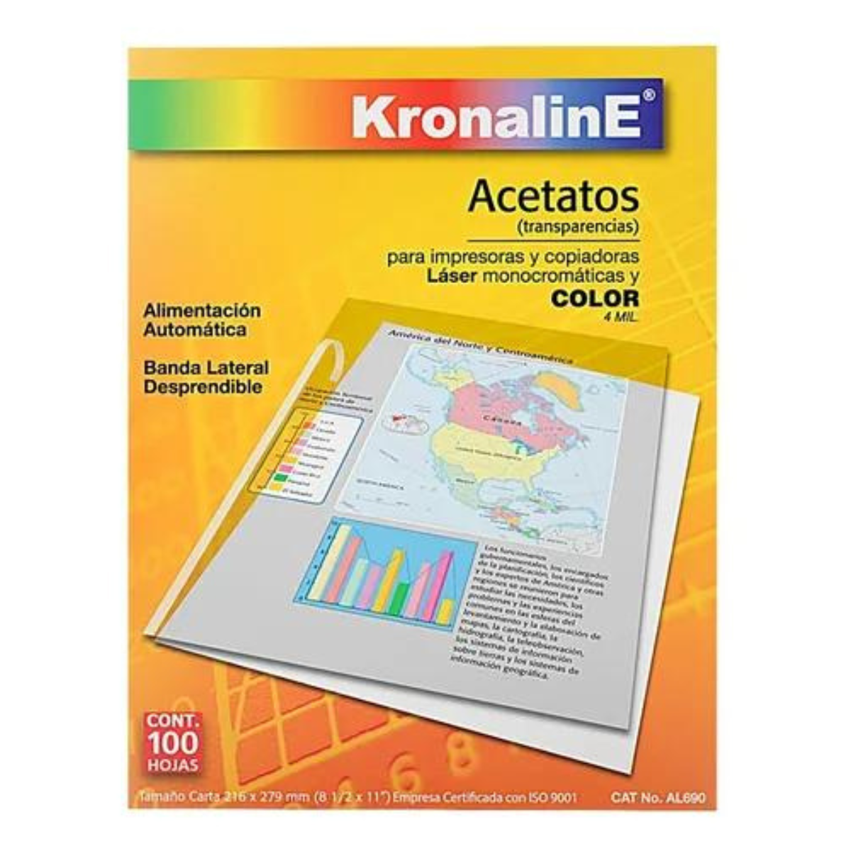 Pelicula Acetato Kronaline Laser Impresora Toner 100 Hojas Carta Al690