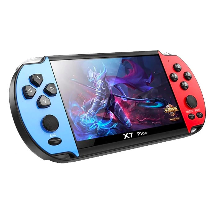 Consola Portátil X7 plus 5.1" con Multijuegos Arcade Retro Rojo Azul
