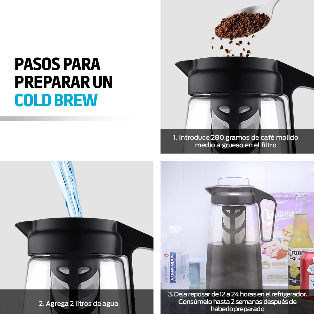 Cafetera Jarra Cold Brew 2 Litros para Café Frío Infusiones de Té Redlemon