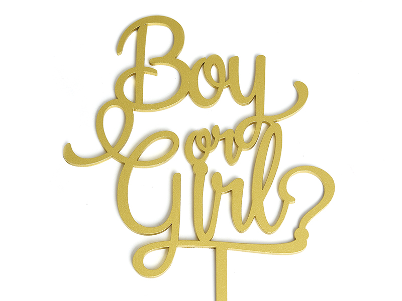 Letrero Pastel Cake Topper Boy Or Girl Gold BdLG-016