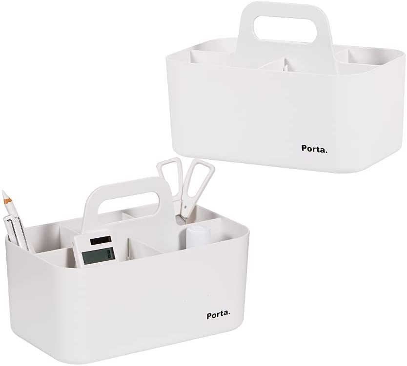 SYSMAX Canasta Portátil y Apilable, 2 Piezas, Blanco
