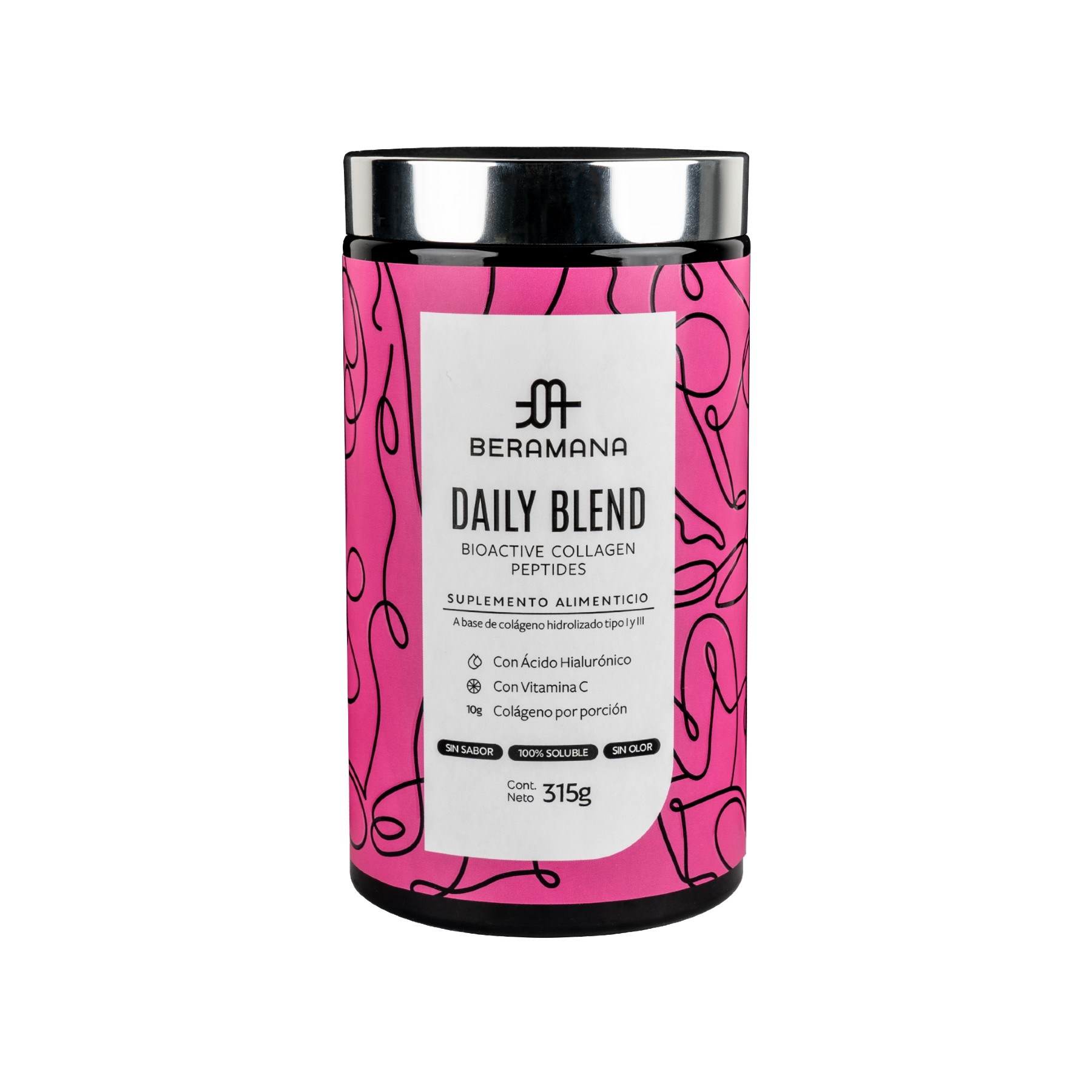 DAILY BLEND Colágeno Hidrolizado + Ácido Hialurónico y Vitamina C. Sin olor, sin sabor, 100% ...