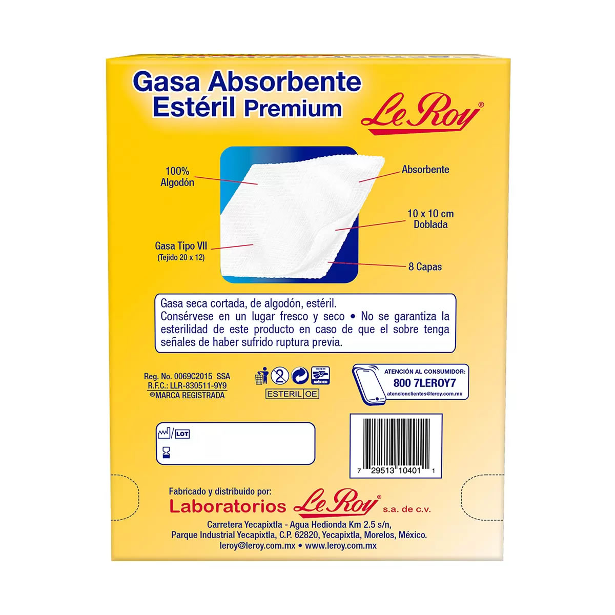Caja De Gasas Absorbente Con 150 Pzas Le Roy 668746 CST