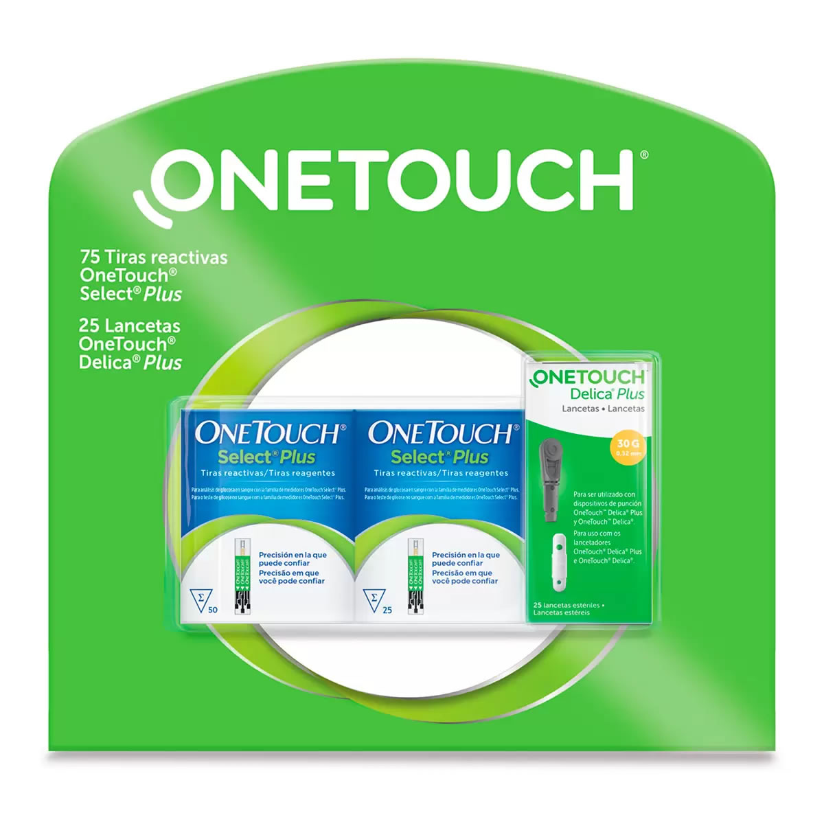 75 Tiras Reactivas Glucosa y 25 Lancetas OneTouch 670067 CST