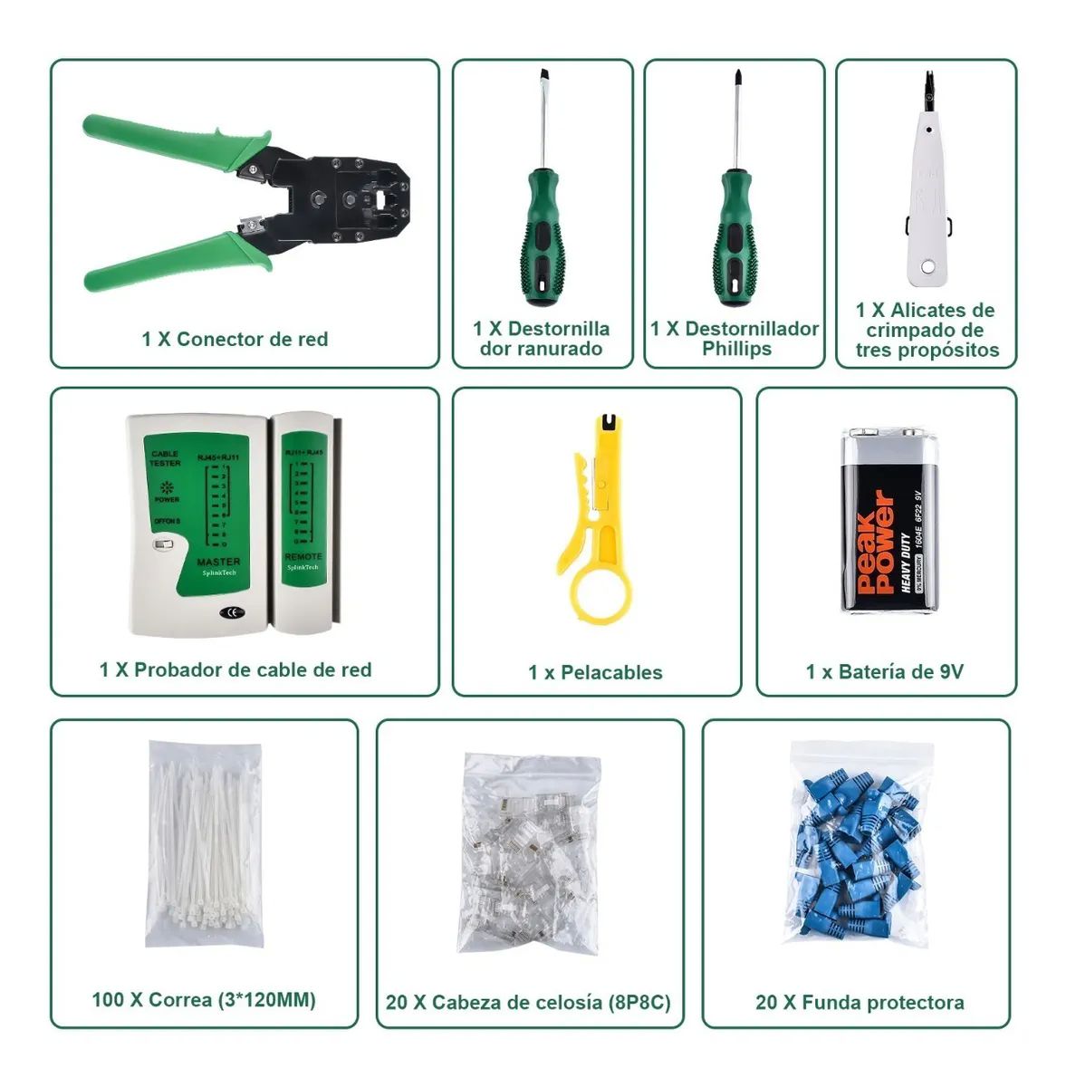 Kit De Herramientas Cableado Redes Utp Rj45 Rj11