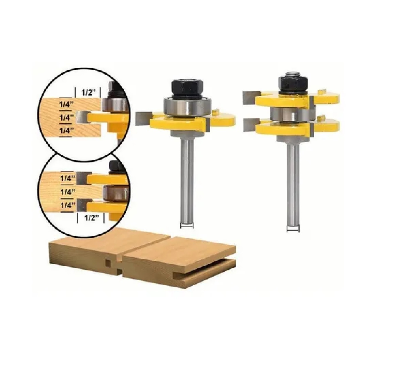 Kit De Brocas Fresas Router Ensamble Machimbrado Zanco 1/4