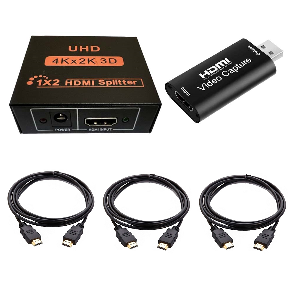 KIT STREAMING: Capturadora de video, splitter 1 a 2 y 3 cables HDMI