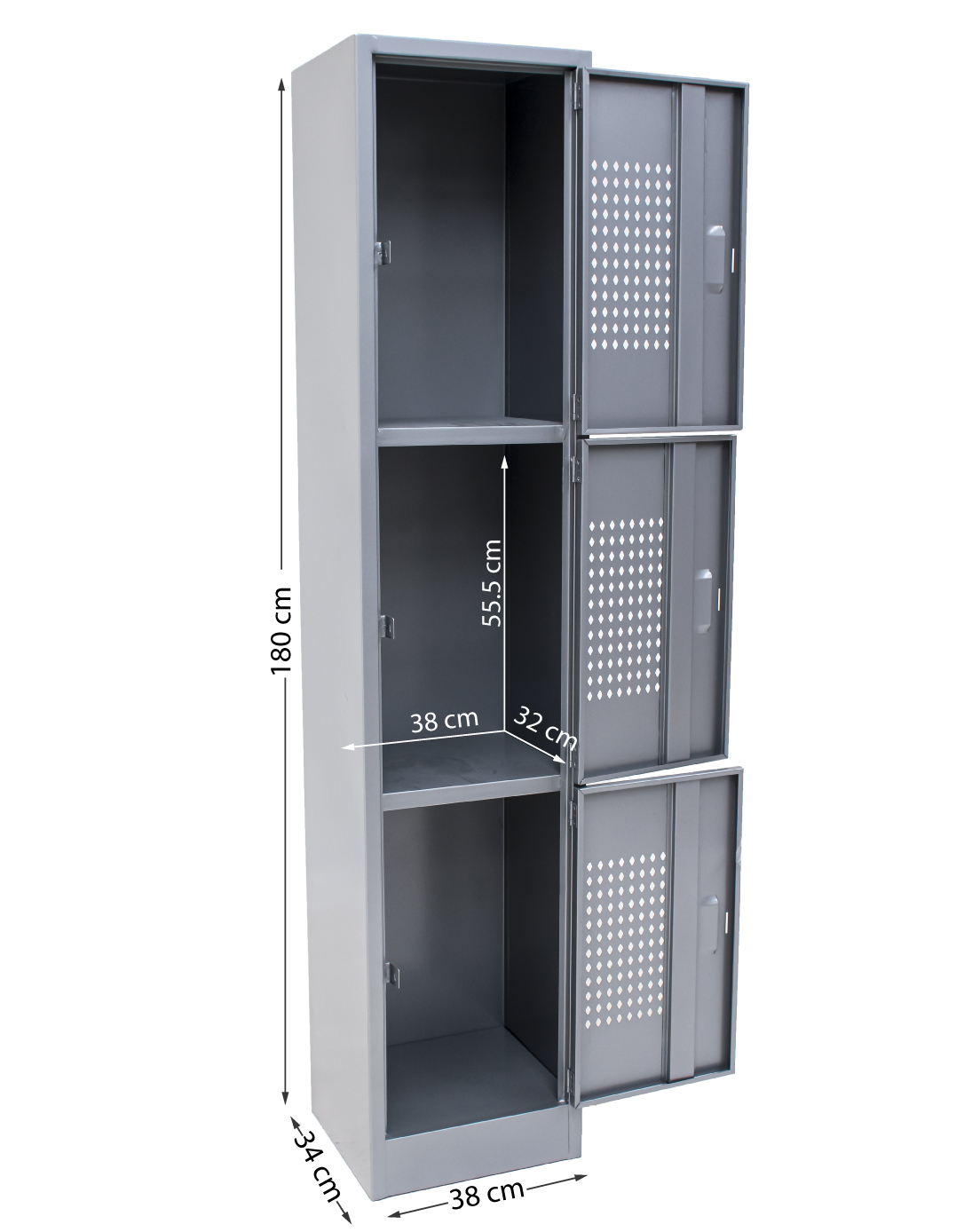 LOCKER DE 3 PUERTAS CON REJILLA
