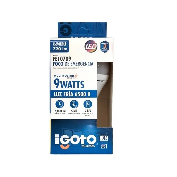 Foco Led Recargable De Emergencia Igoto 9 Watts Luz Blanca