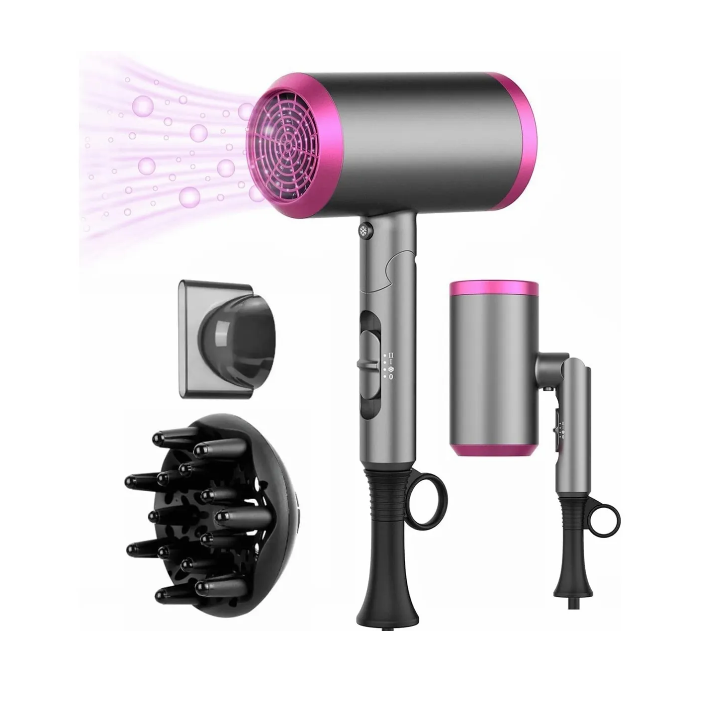 Secador De Pelo De Ion Negativo 1600w Gris