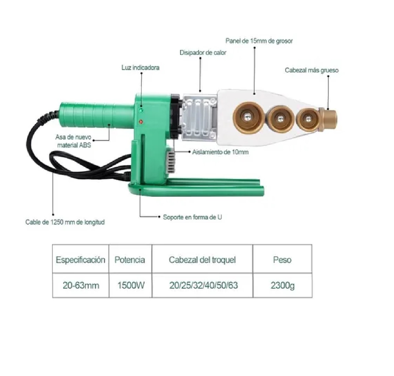 Set Termofusora Incluye Dados (20mm A 63mm) Estuche metalico