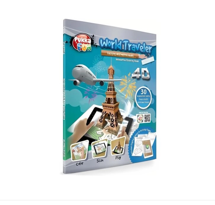 Libro Para Colorear 4D Interactivo, Viajero del Mundo. Pukka Fun