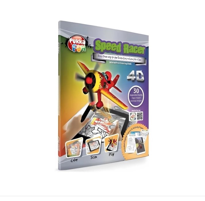 Libro Para Colorear 4D Interactivo, Carreras. Pukka Fun