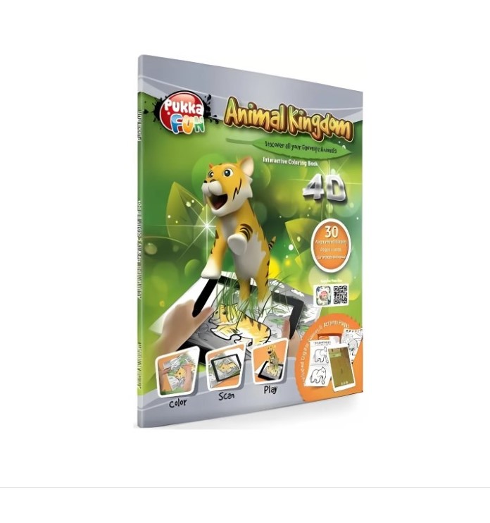 Libro Para Colorear 4D Interactivo, Reino Animal. Pukka Fun