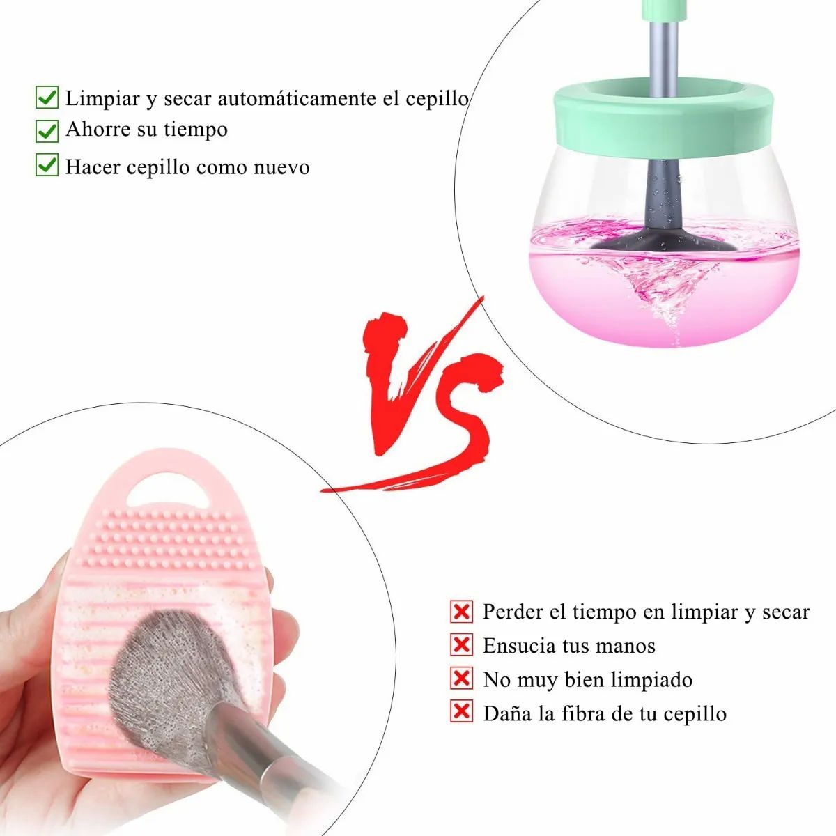 Limpiador De Brochas Maquillaje Eléctrico, Verde