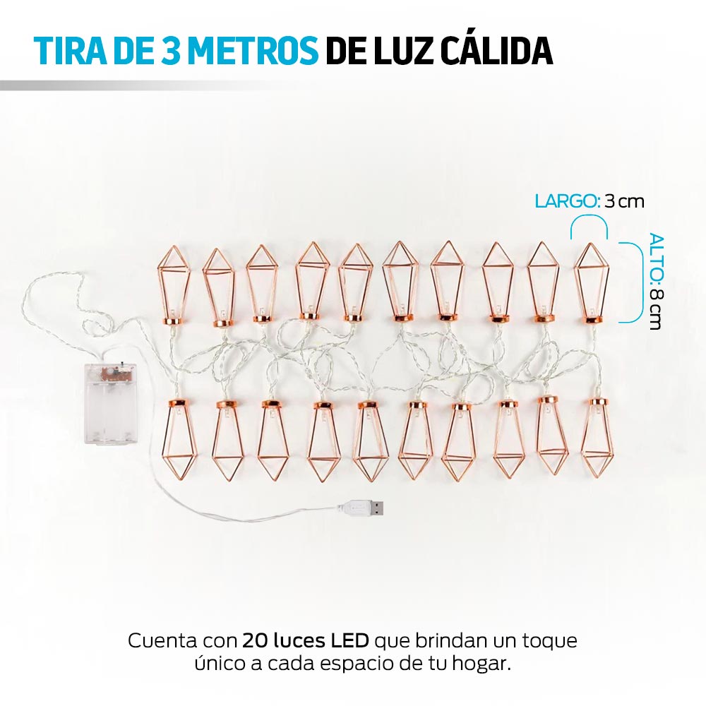 Serie de Luces LED Vintage Decoracion 3.3m 20 Luces Redlemon