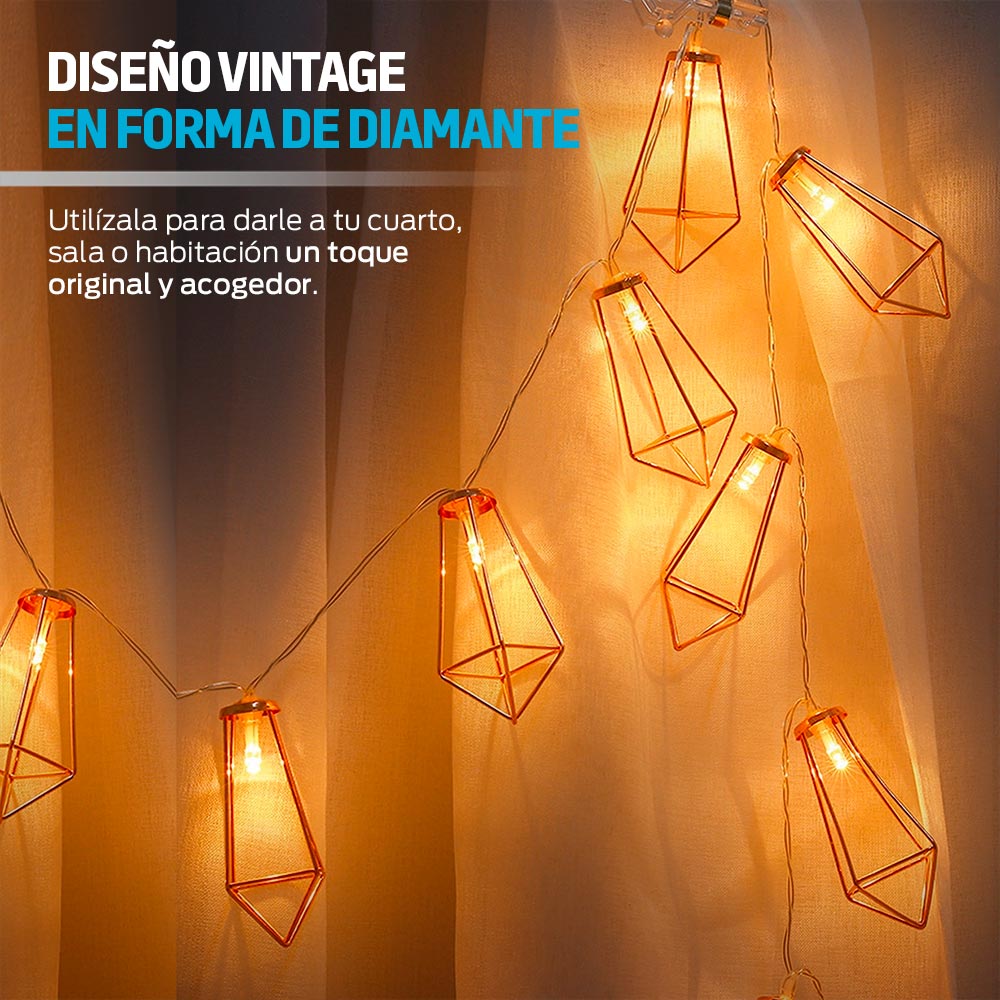 Serie de Luces LED Vintage Decoracion 3.3m 20 Luces Redlemon